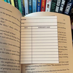 Library Checkout Card for Books, Printable, DIY, Bookmark, Book Club ...