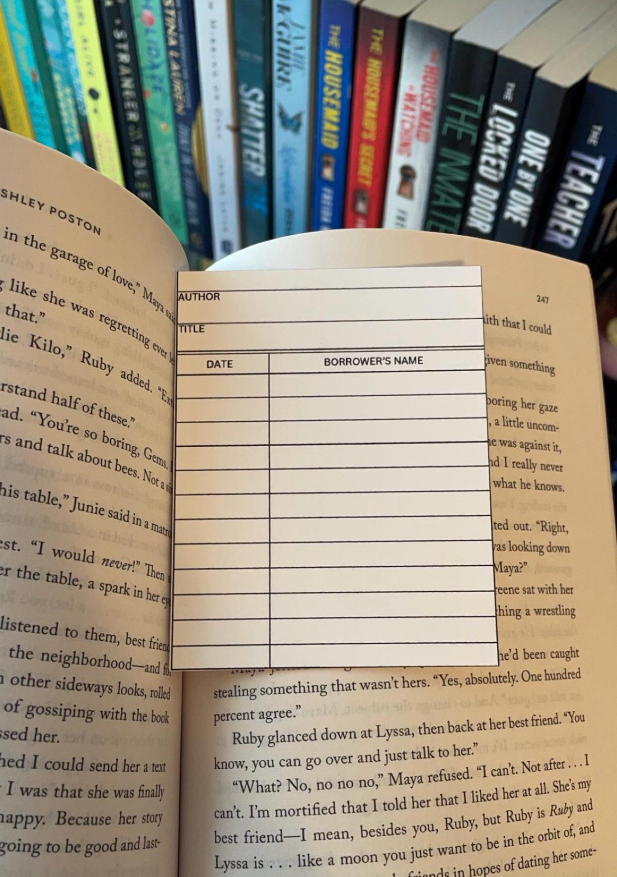 Library Checkout Card for Books, Printable, DIY, Bookmark, Book Club ...