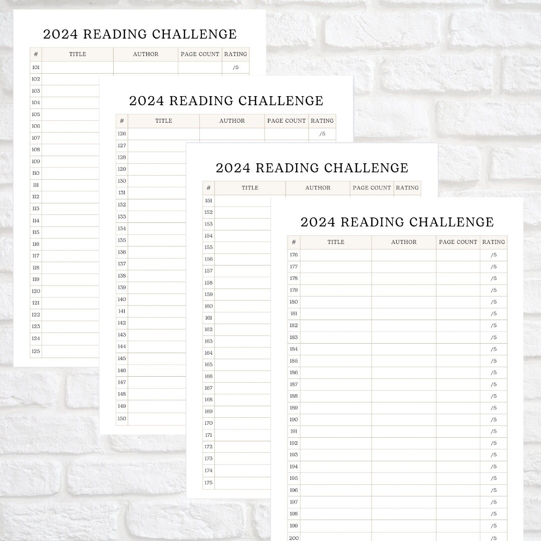 Printable 2024 Reading Challenge Log, 2023, for Adults, for Children ...
