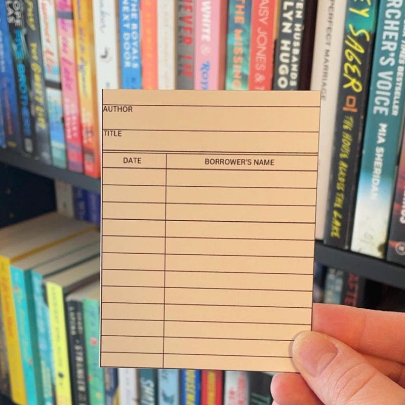 Library Checkout Cards - Etsy