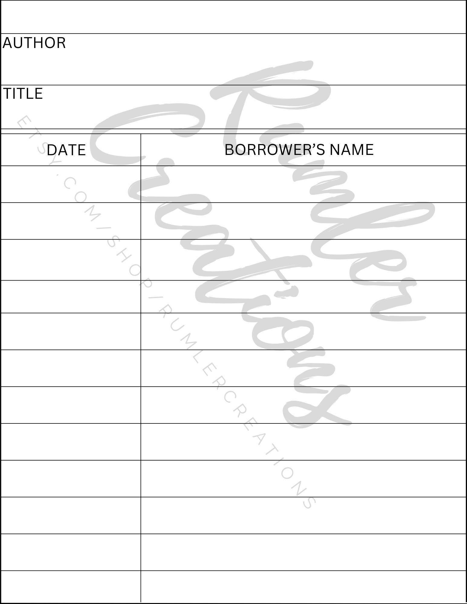 Library Checkout Card for Books, Printable, DIY, Bookmark, Book Club ...