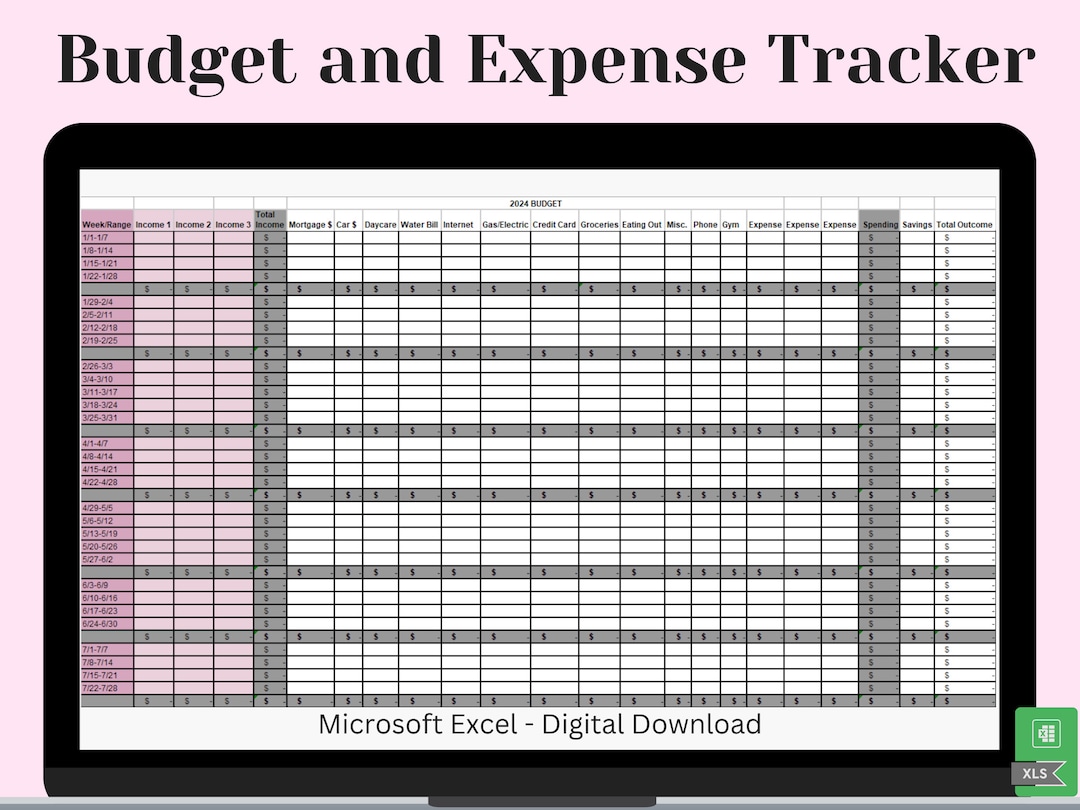 Budget and Expense Tracker, Excel Spreadsheet, Finance, Bookkeeping ...