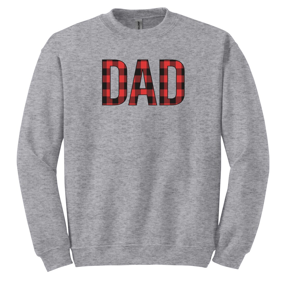 DAD Buffalo Plaid Sweatshirt, Mens Buffalo Plaid Crewneck Sweatshirt ...