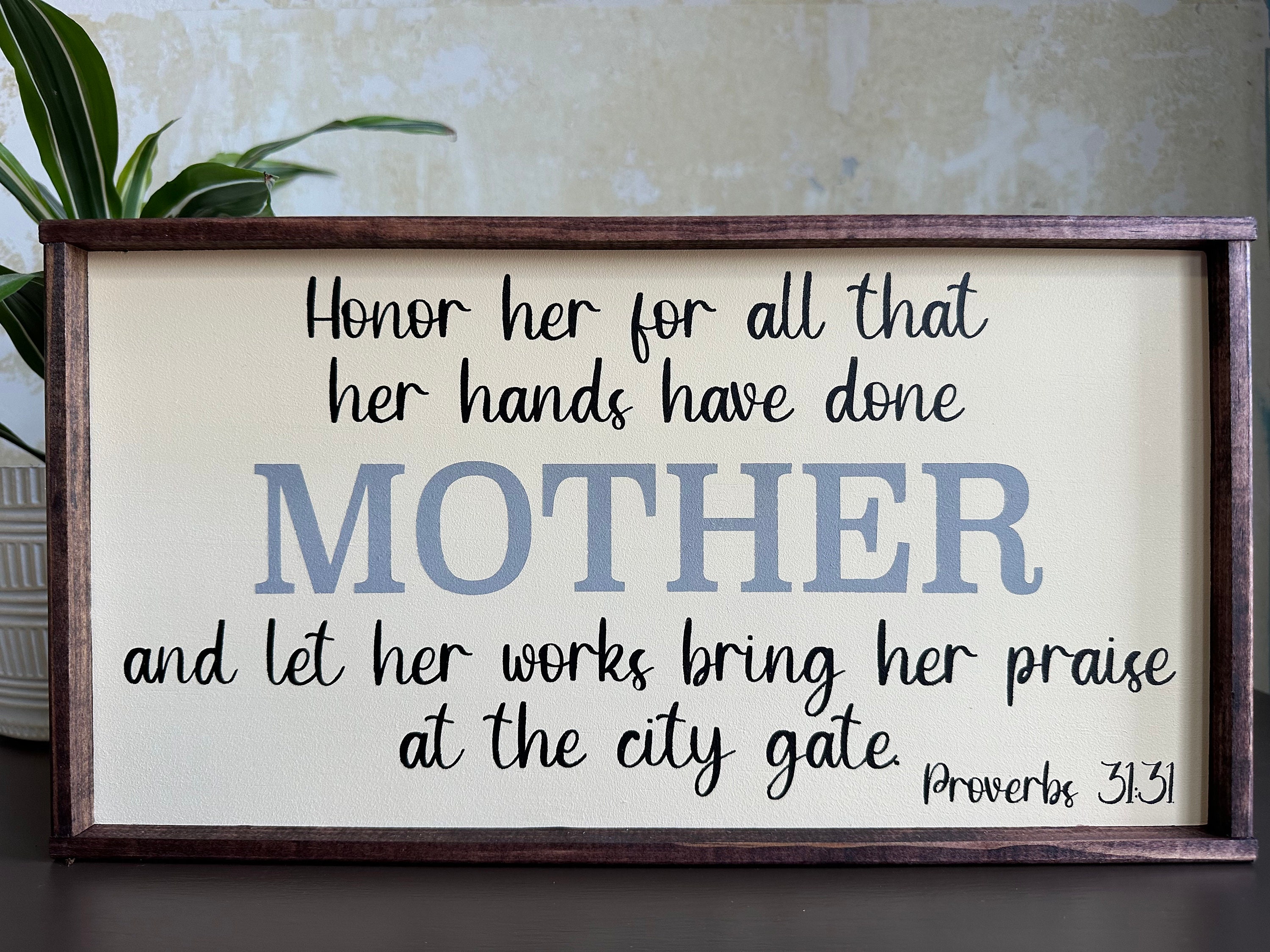 Honor Your Mother Christian Wall Art, Mother's Day Gift, Bible Verse ...