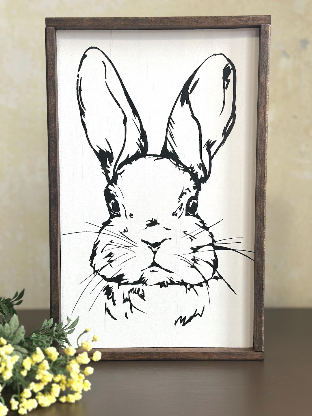 Large Bunny Farmhouse Sign, Spring Decoration Easter Bunny, Hand ...