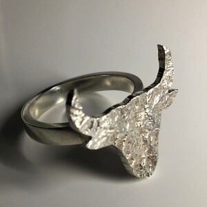 El Toro Big Bull Reticulated Silver Ring With Texture - Etsy