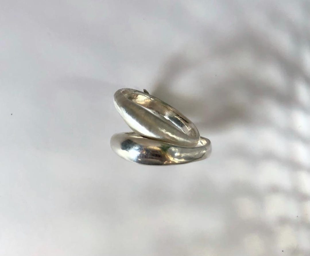 Low Dome Silver Bombé Slimline Signet Rings in Two Finishes - Etsy