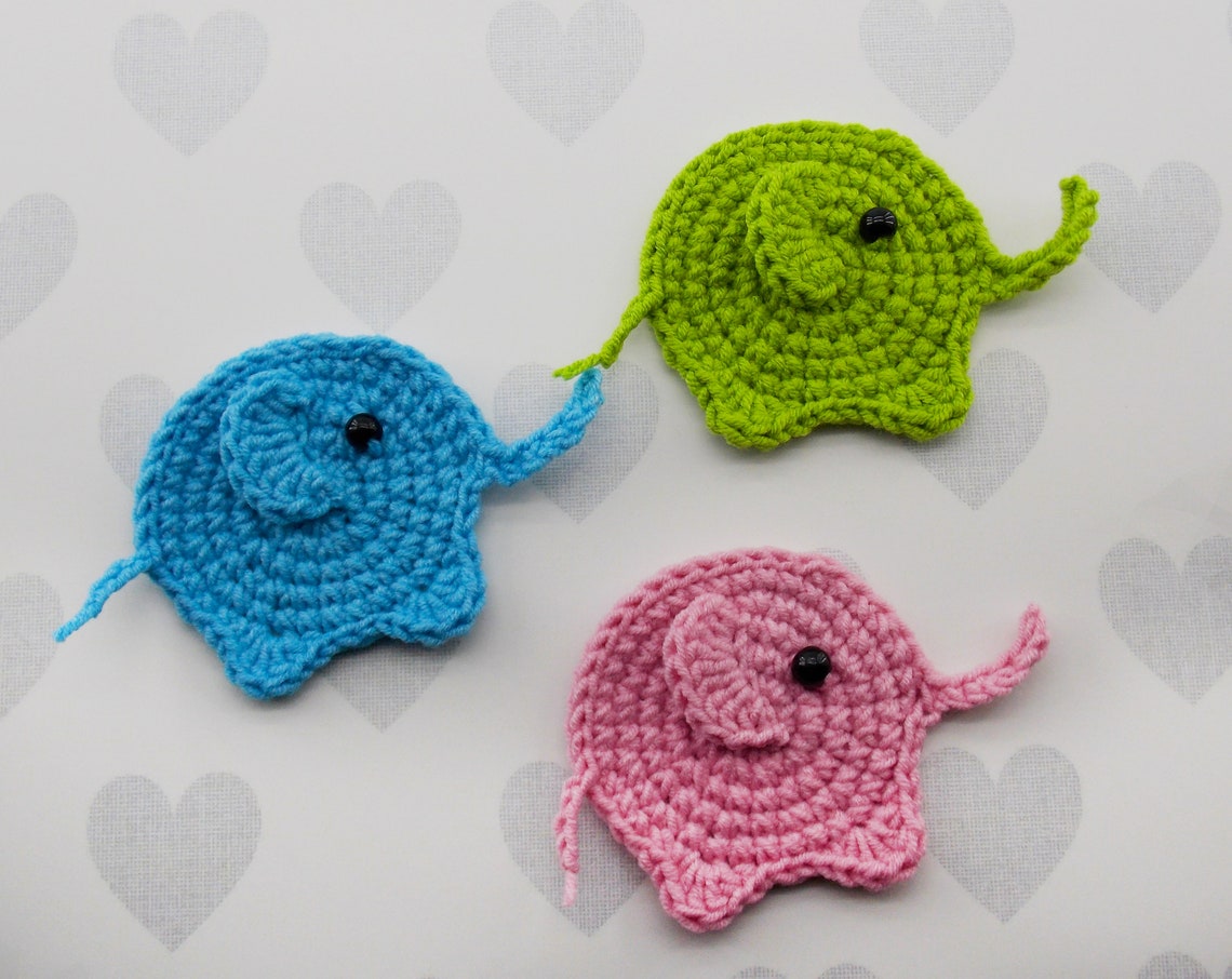 Crochet pattern applique elephant | Etsy