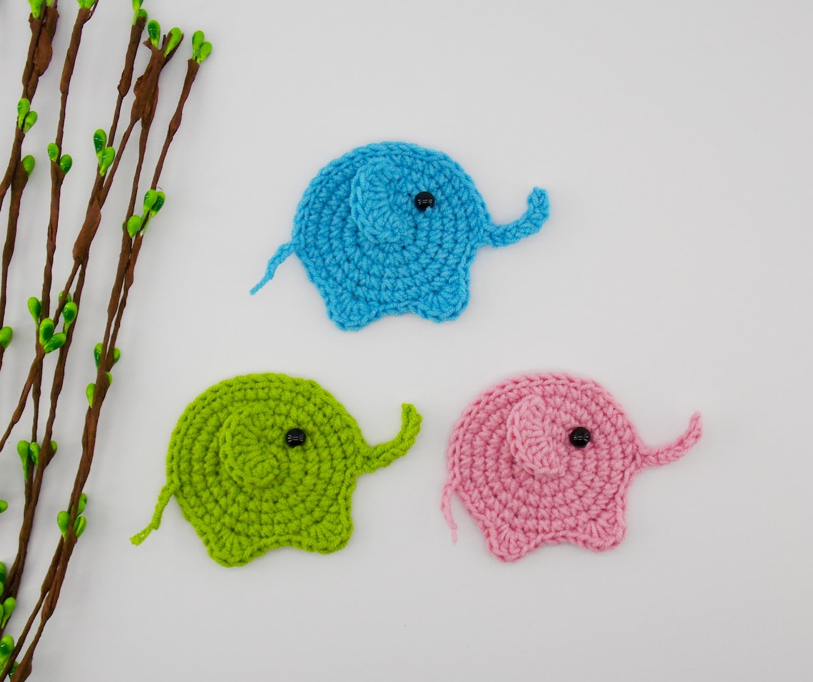 Crochet pattern applique elephant | Etsy