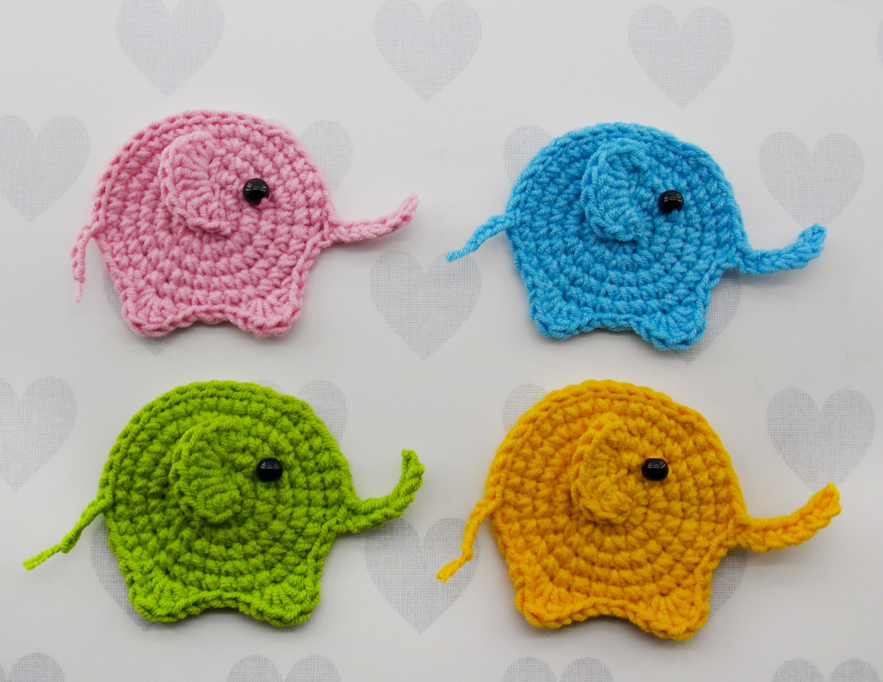 Crochet pattern applique elephant | Etsy