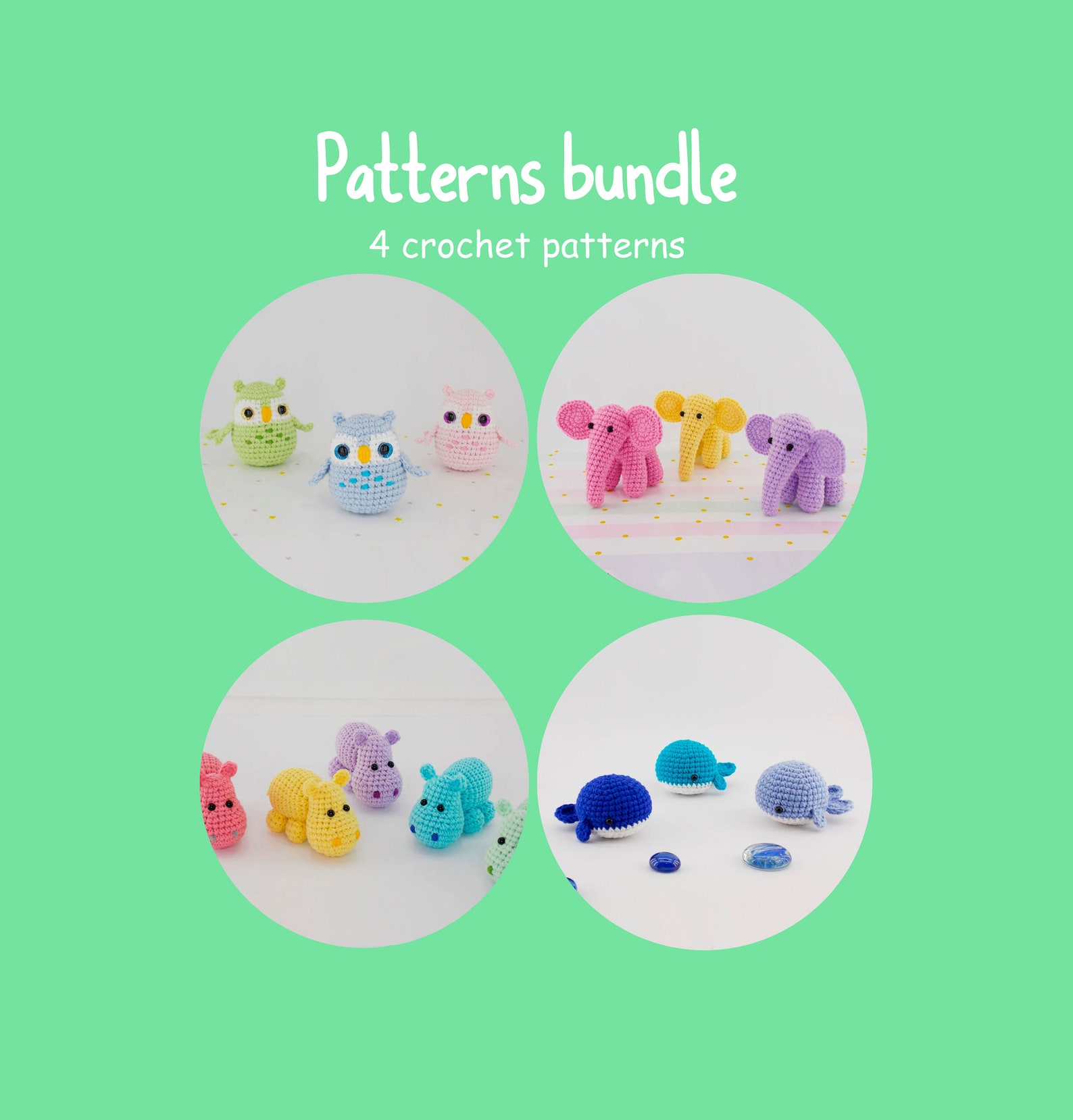 Set of Crochet Patterns Animals - Etsy