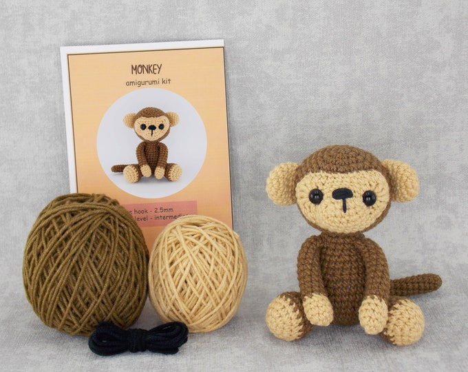 Crochet Kit Monkey Michel and Robin DIY Amigurumi Box - Etsy