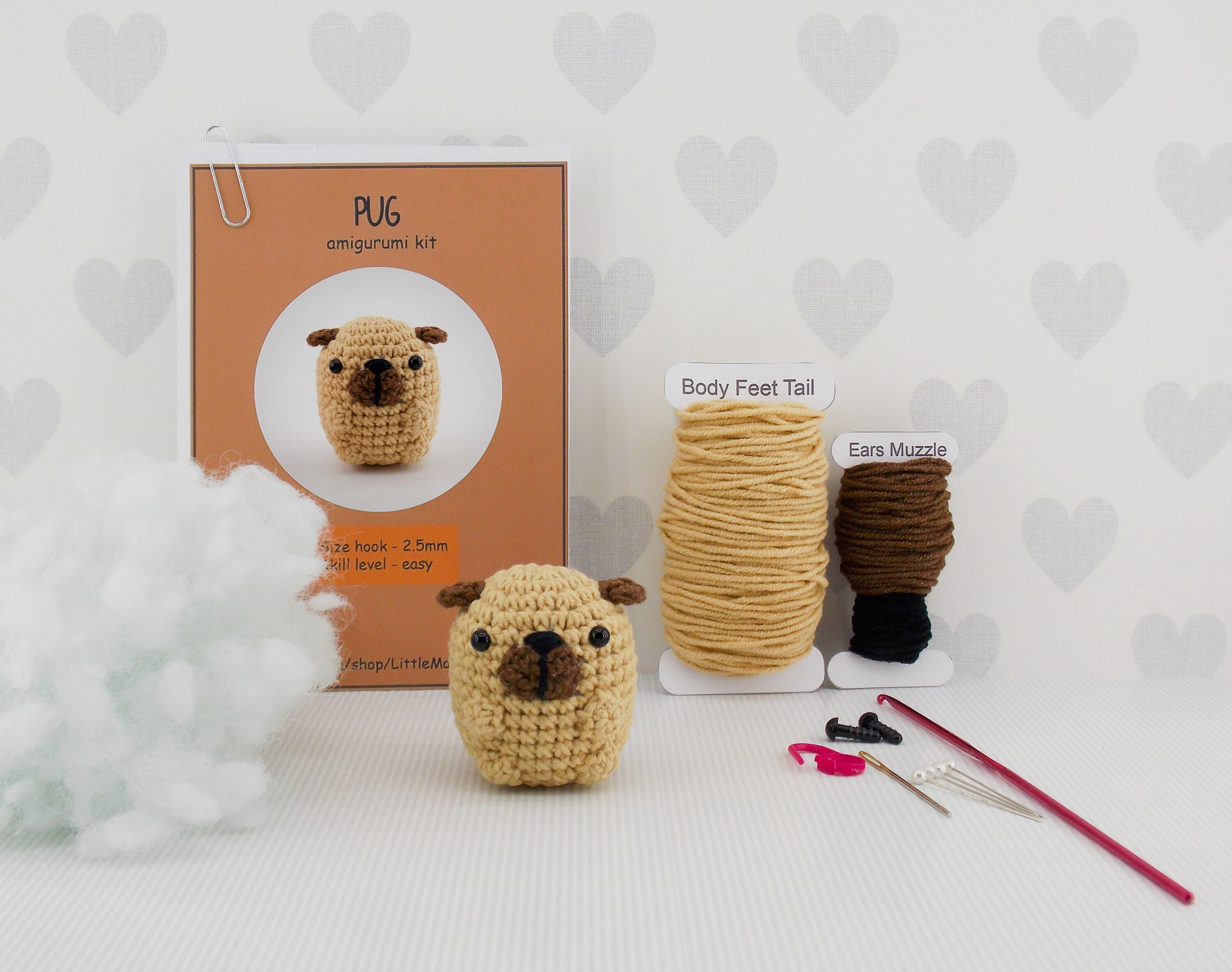 DIY Amigurumi Crochet Kit Little Pug / Craft Project Crochet - Etsy