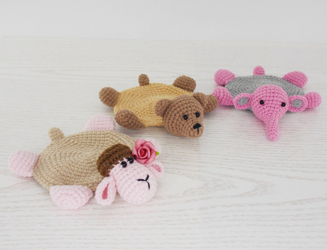 Amigurumi Crochet Pattern Cup Coasters / Bear / Sheep / Elephant / - Etsy