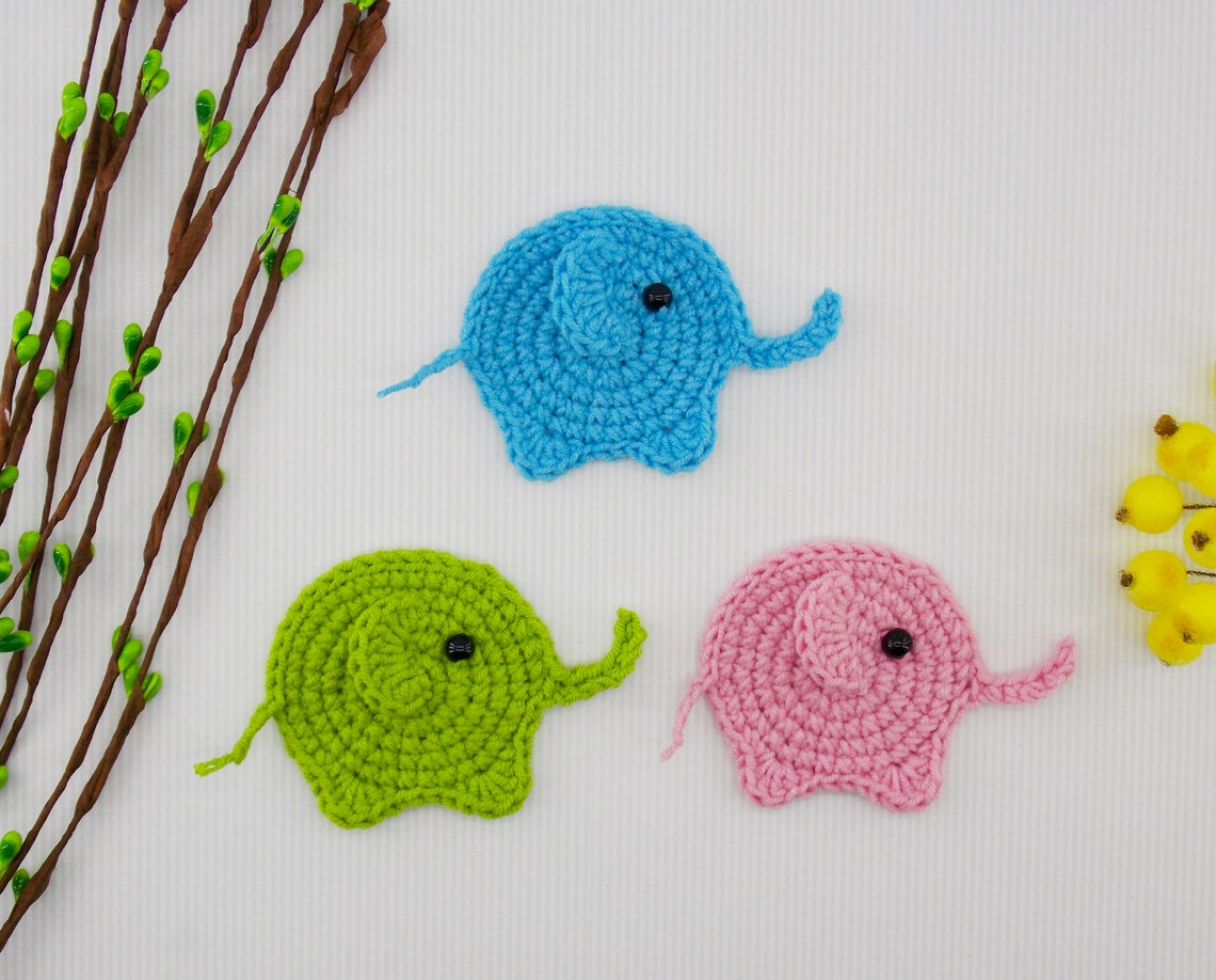 Crochet pattern applique elephant | Etsy