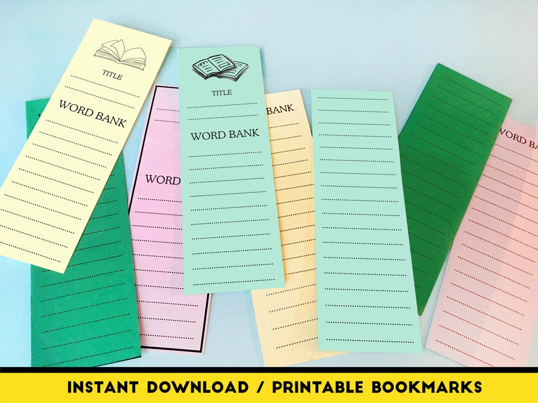 Word Bank Bookmark | Bookmarks for Writers | Read Like a Writer | 4 ...