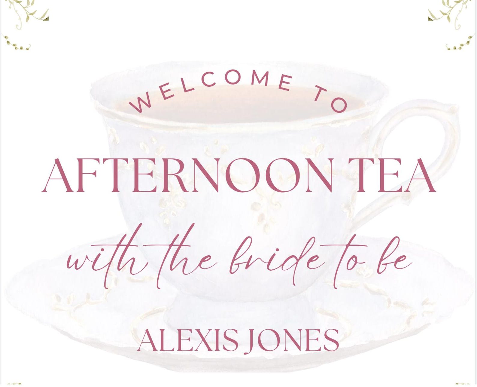 Tea Party Bridal Shower Welcome Sign Template CANVA - Etsy