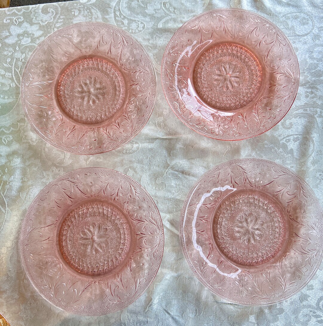 Set of 4 Pink Tiara Dinner Plates (10 3/8in) by Indiana Glass Company ...