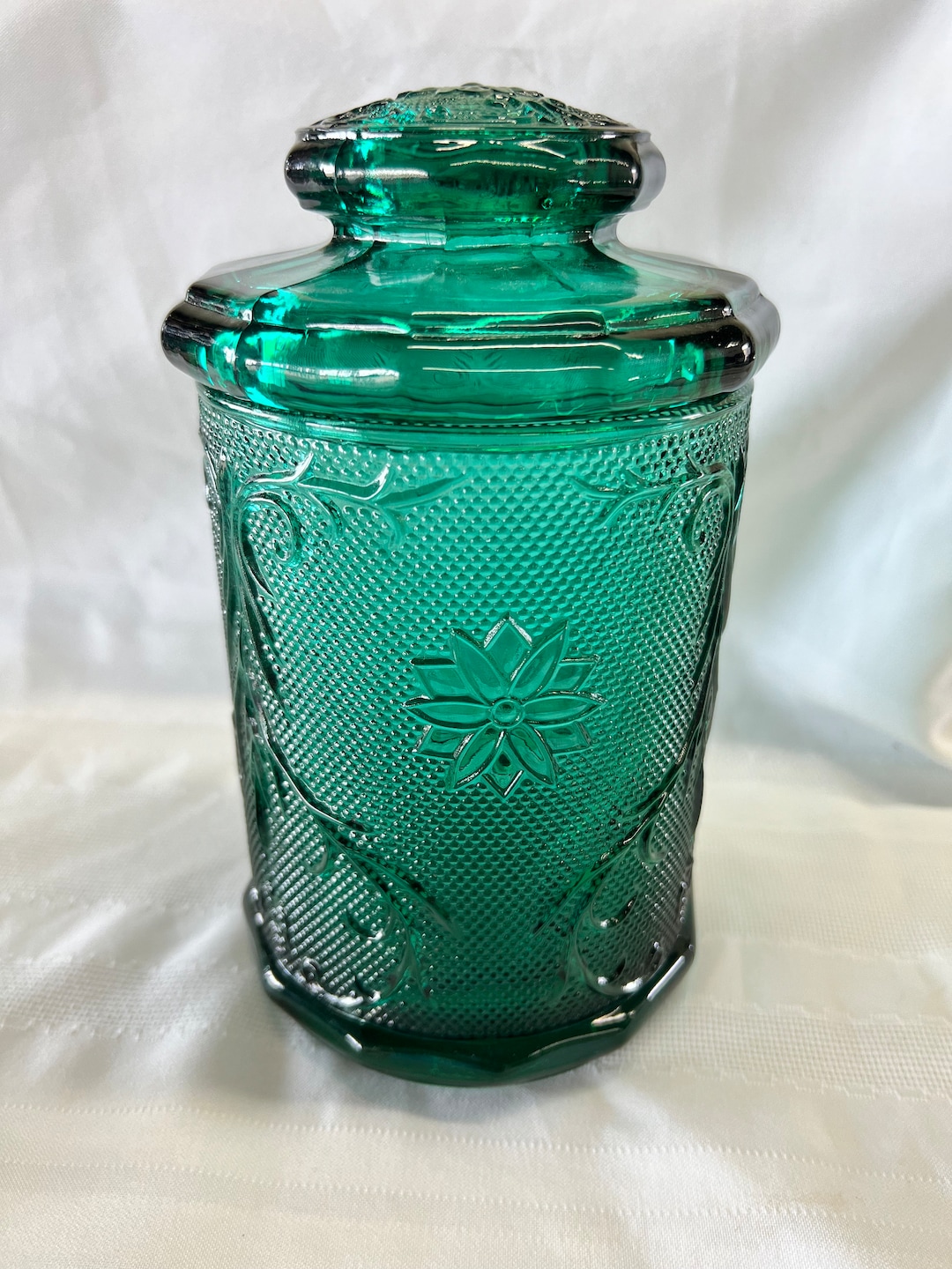 Spruce Green Tiara Large Canister by Indiana Glass Company - Etsy