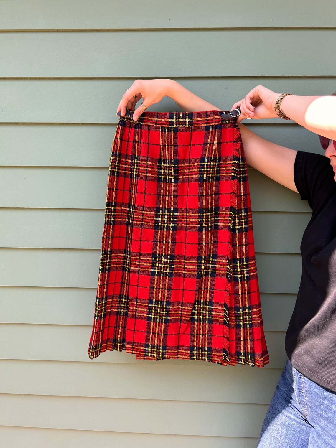 Vintage Swando Plaid Skirt Pleated Skirt Size 14 Made in England Red ...