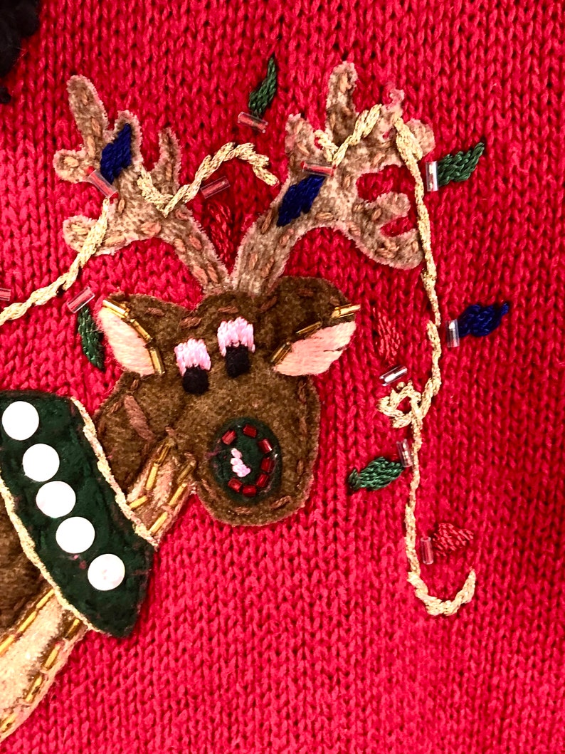 Vintage Tiara International Christmas Sweater - Reindeer Embellished ...
