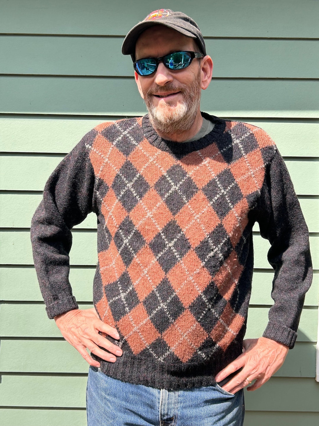 1970s Pringle Argyle Pullover Mens 40 Scotland Wool Argyle V-neck ...