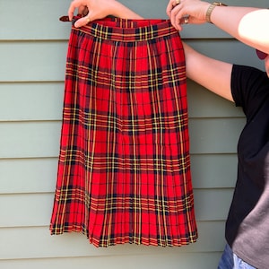 Vintage Swando Plaid Skirt Pleated Skirt Size 14 Made in England Red ...