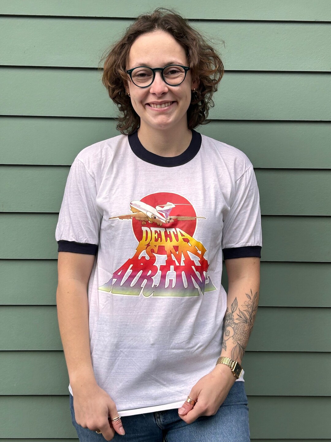 Incredible 80s Delta is My Airline Vintage Tshirt Size L Velva Sheet ...