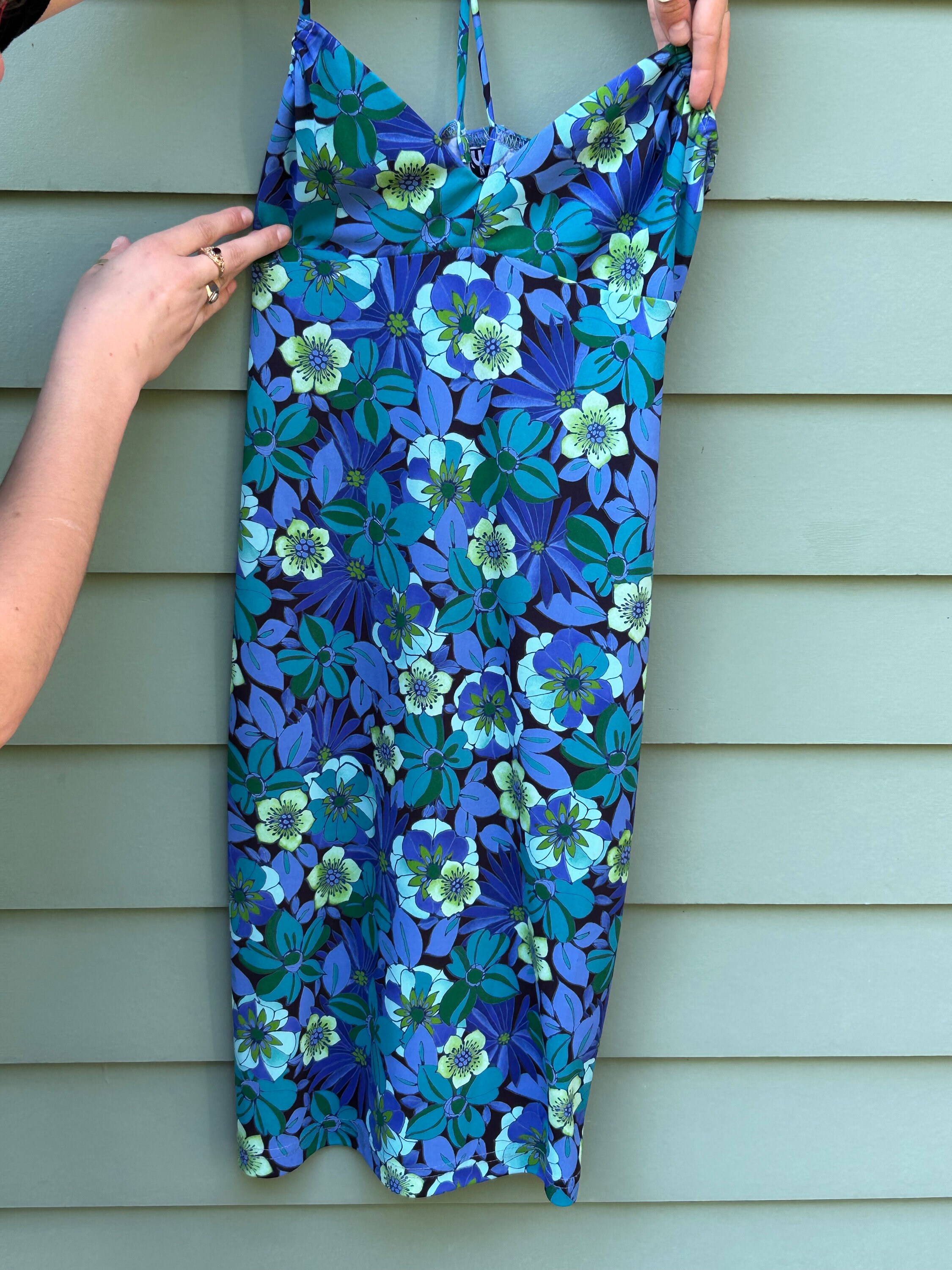 80s Blue Floral Sundress CITY Triangles Sundress Size S 80s - Etsy