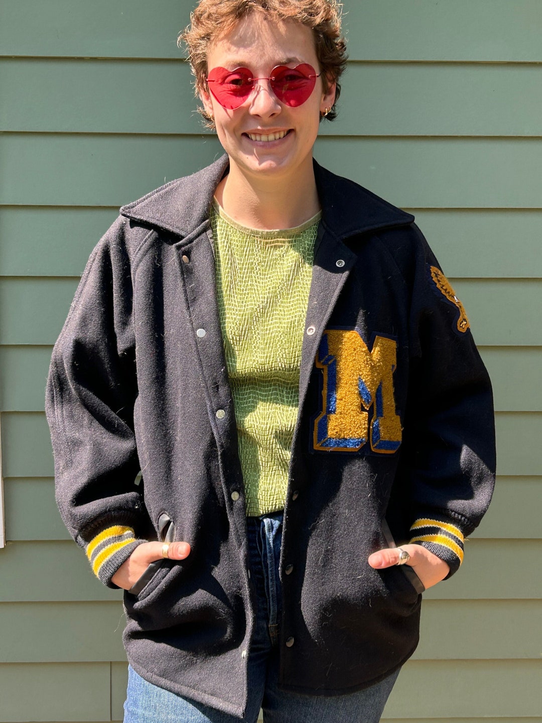 Vintage Neff Varsity Letter Jacket Size S Black and Gold Varsity Jacket ...