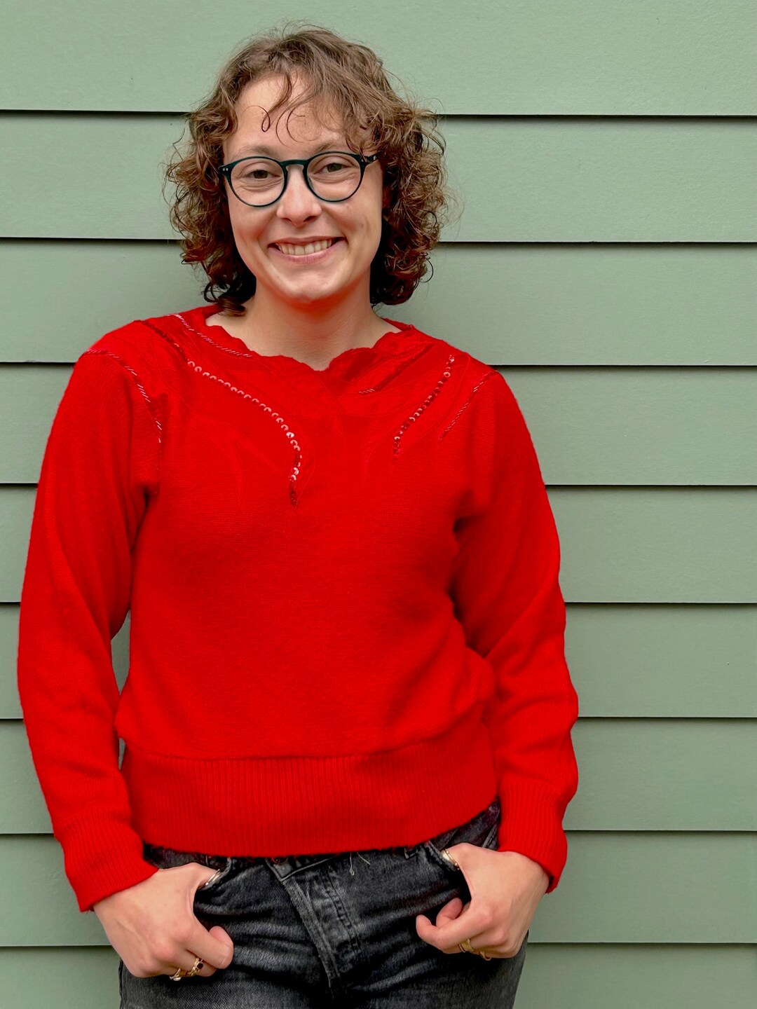 80s Embellished Red Sweater 1980s Red Sweater Red Pullover Sweater - Etsy