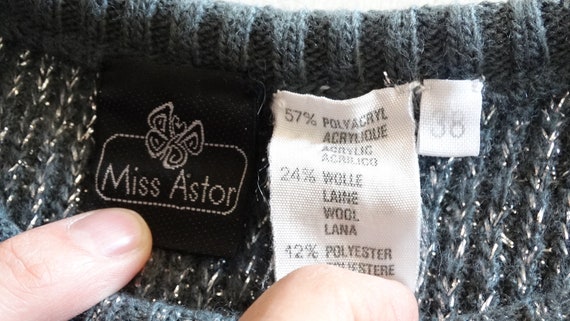 80s Vintage Miss Astor Silver Metallic Sweater UK Eng… - Gem