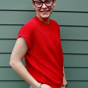 Vintage Oversize Red Sleeveless Shell Cotton Ramie Knit Sleeveless ...