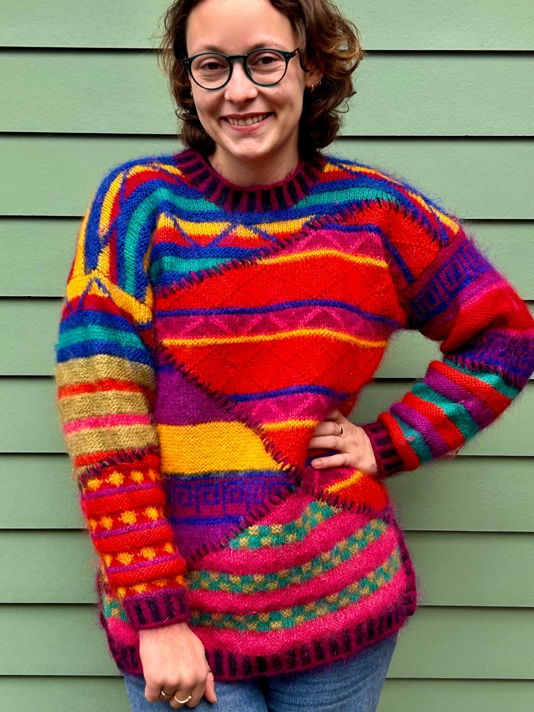Incredible 80s Kenji Sweater 1980s Sweater Maximalist Sweater Crazy ...
