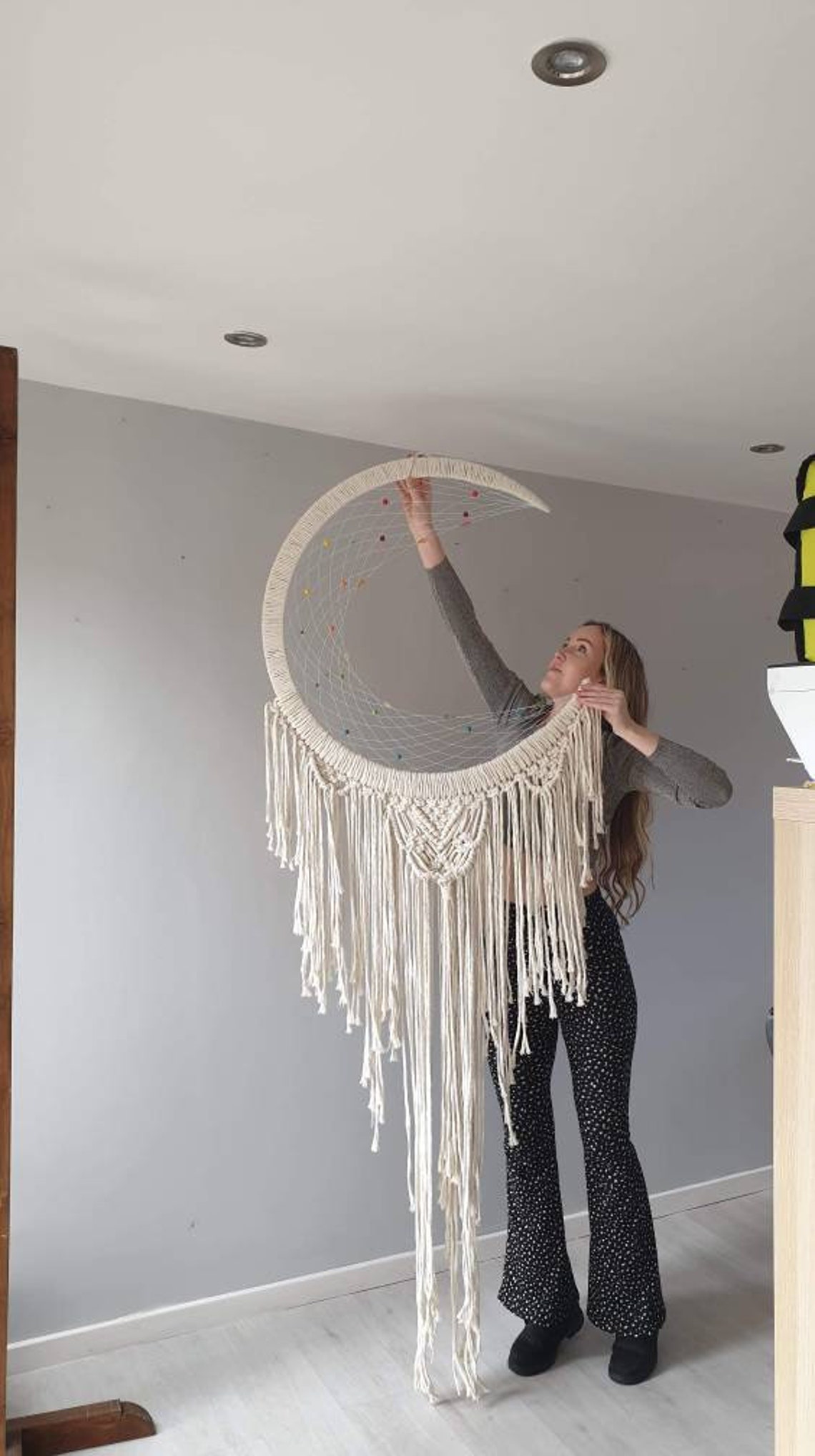 Beautiful Natural String Bohemian Moon Catcher - Etsy