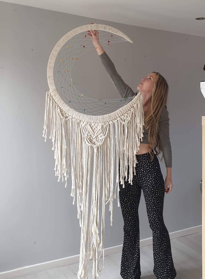 Beautiful Natural String Bohemian Moon Catcher - Etsy