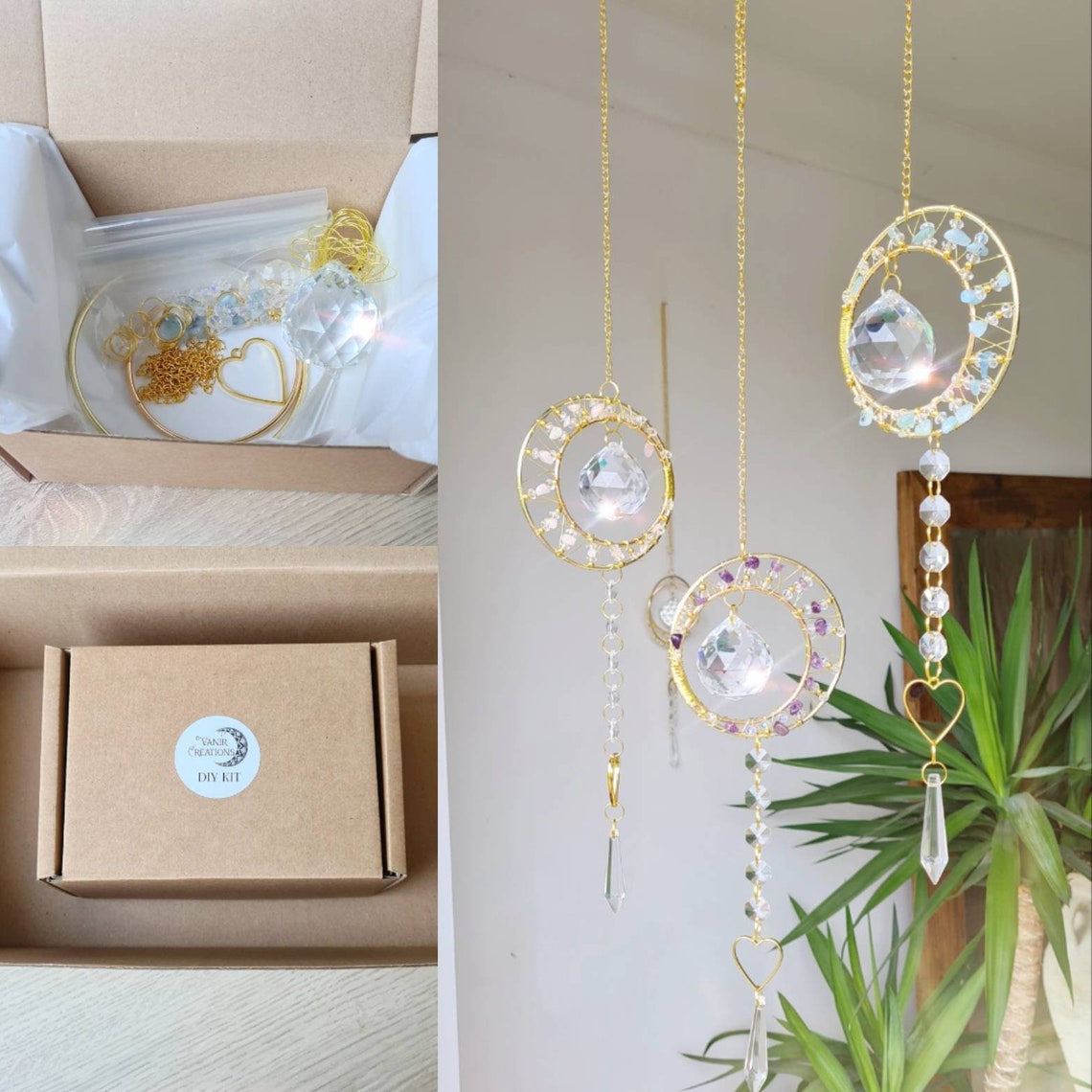 DIY Tutorial Suncatcher With Crystals Moon and Star Crystal - Etsy UK
