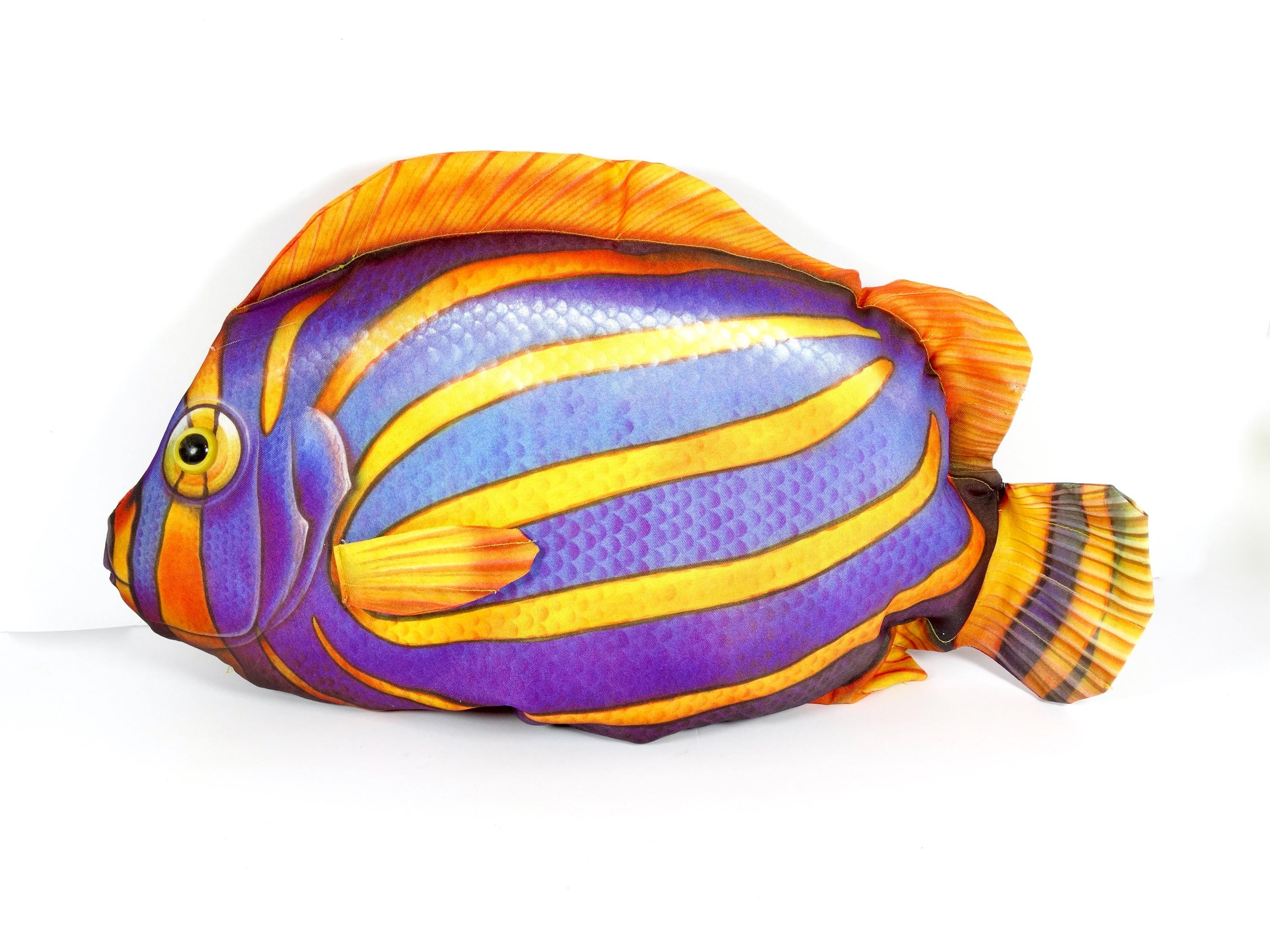 Giant Fish Pillow Tropical Fish Pillow Blue Ring Angelfish Pillow Scuba ...