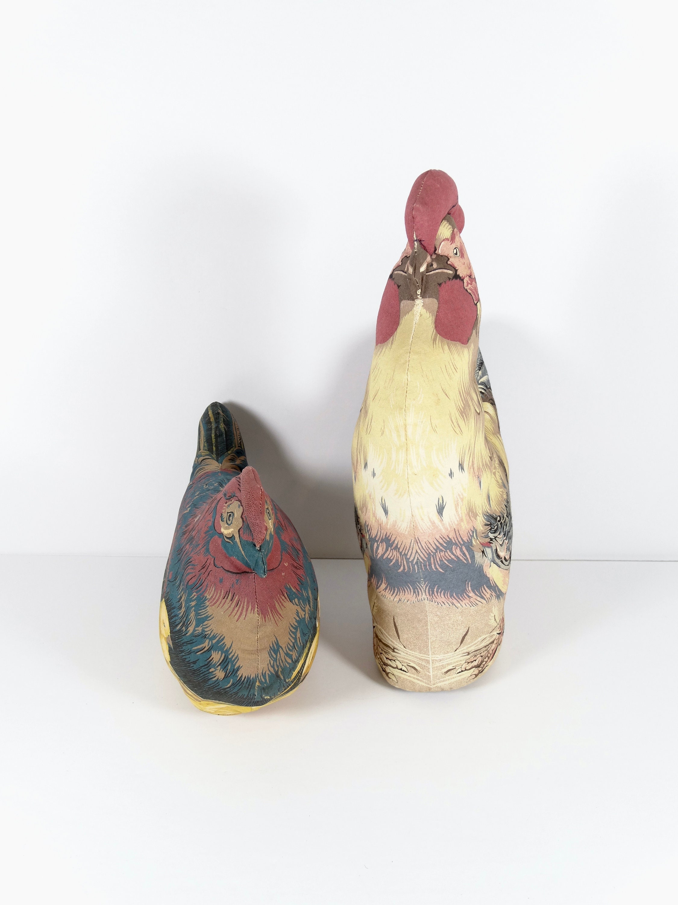 1978 Chickens Soft Sculpture Rooster and Hen Soft Sculpture Farmhouse ...