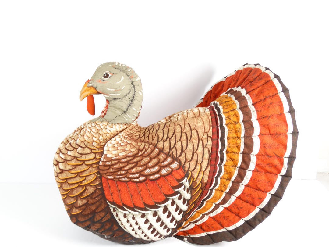 Vintage Stuffed Turkey Tom Turkey Soft Sculpture Turkey Pillow ...