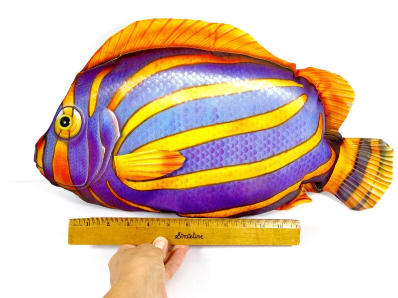 Giant Fish Pillow Tropical Fish Pillow Blue Ring Angelfish Pillow Scuba ...