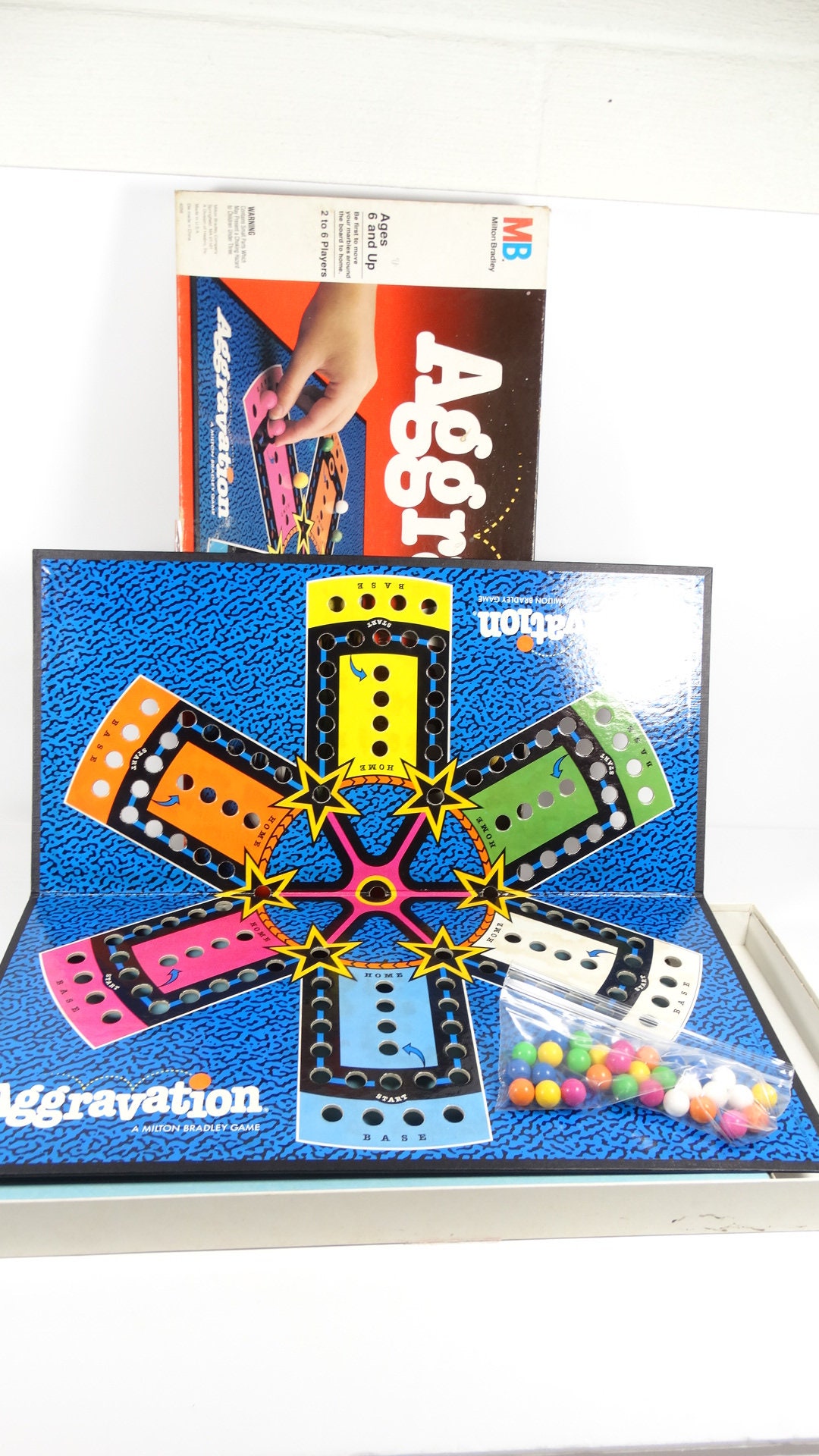 1989 Aggravation Game - COMPLETE Milton Bradley Marble Race Game ...