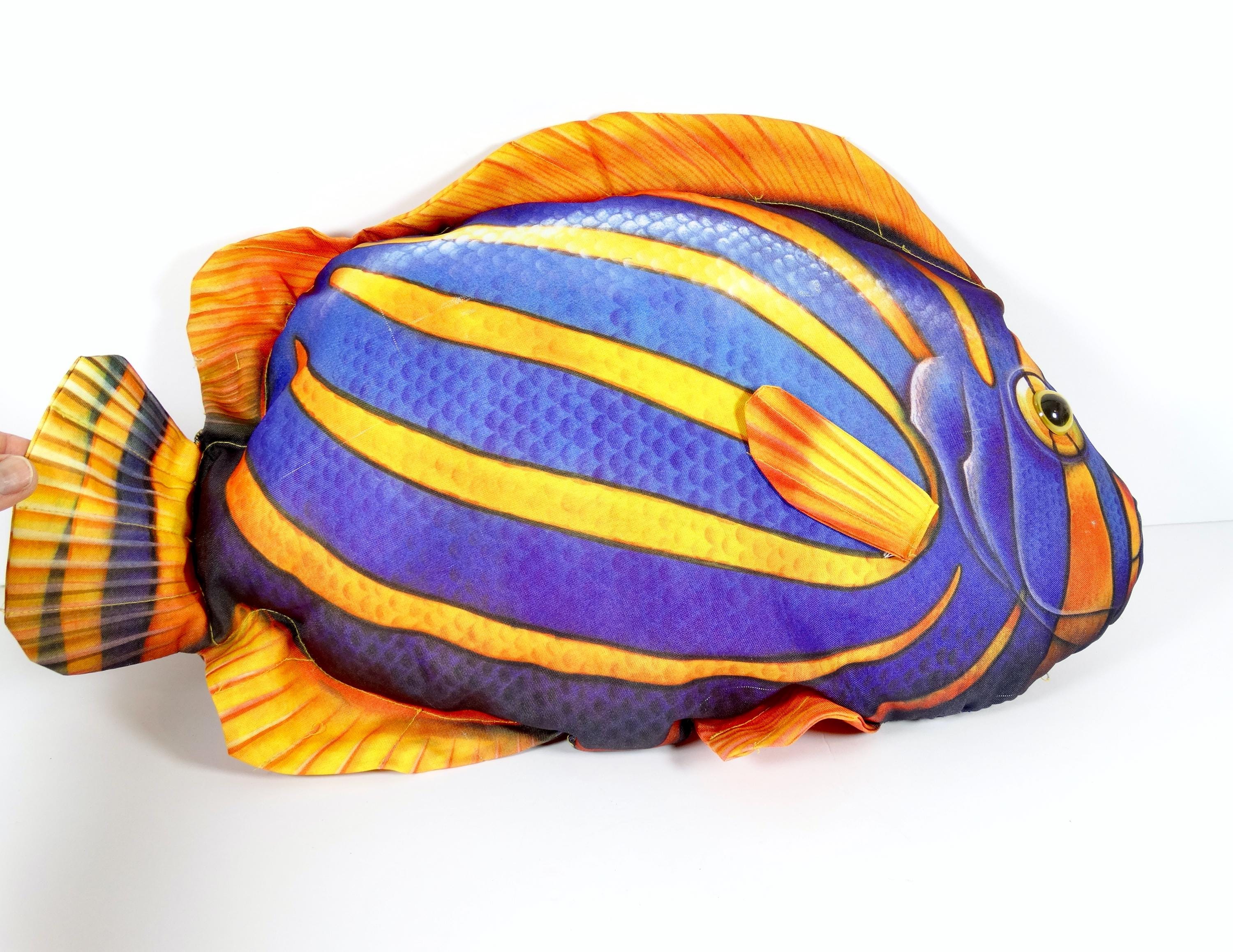 Giant Fish Pillow Tropical Fish Pillow Blue Ring Angelfish Pillow Scuba ...