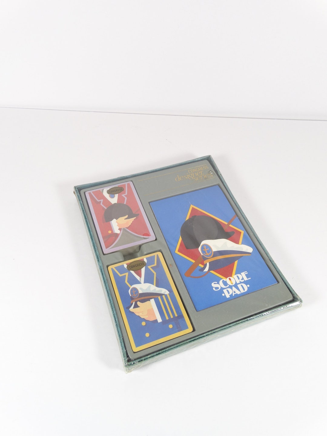 Vintage Bridge Set NOS Congress Bridge Cards and Scorepad Designer ...