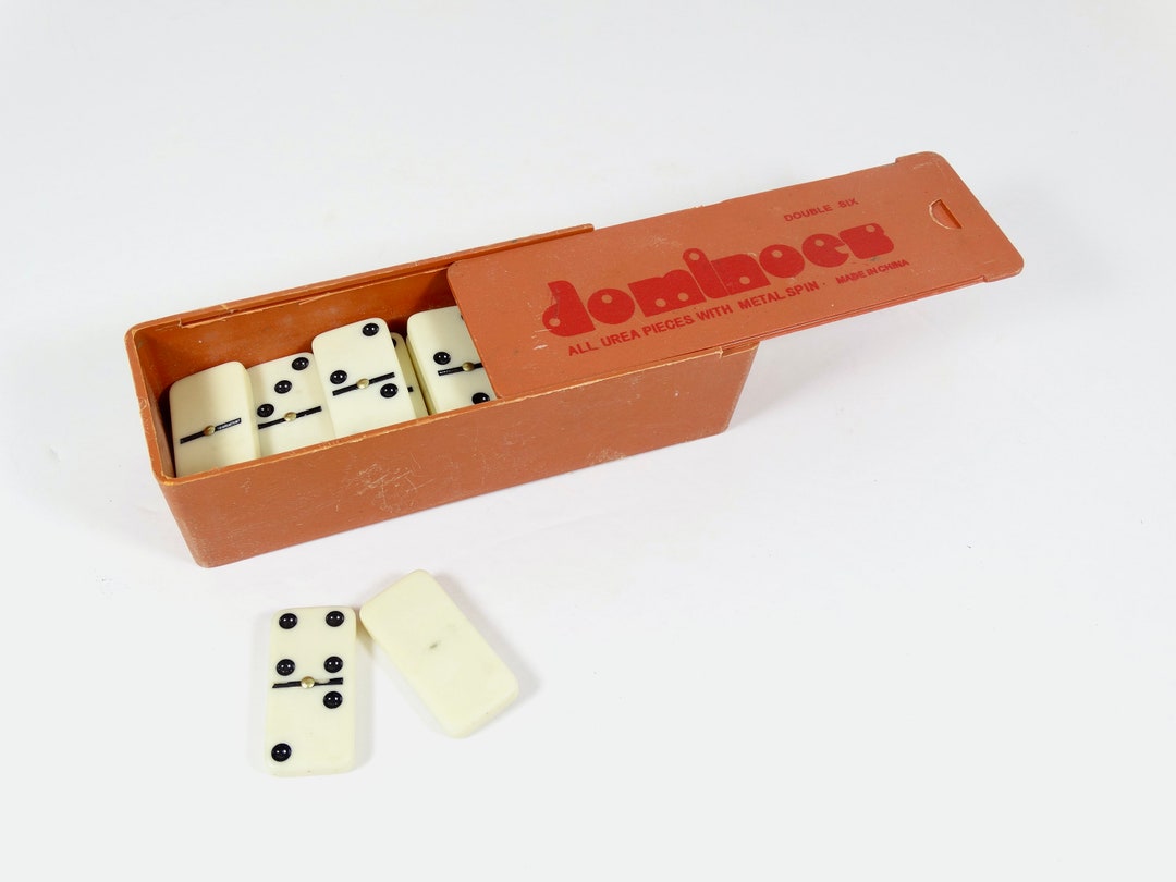 Vintage Double Six Dominoes COMPLETE Spinner Dominoes Double Six Domino ...