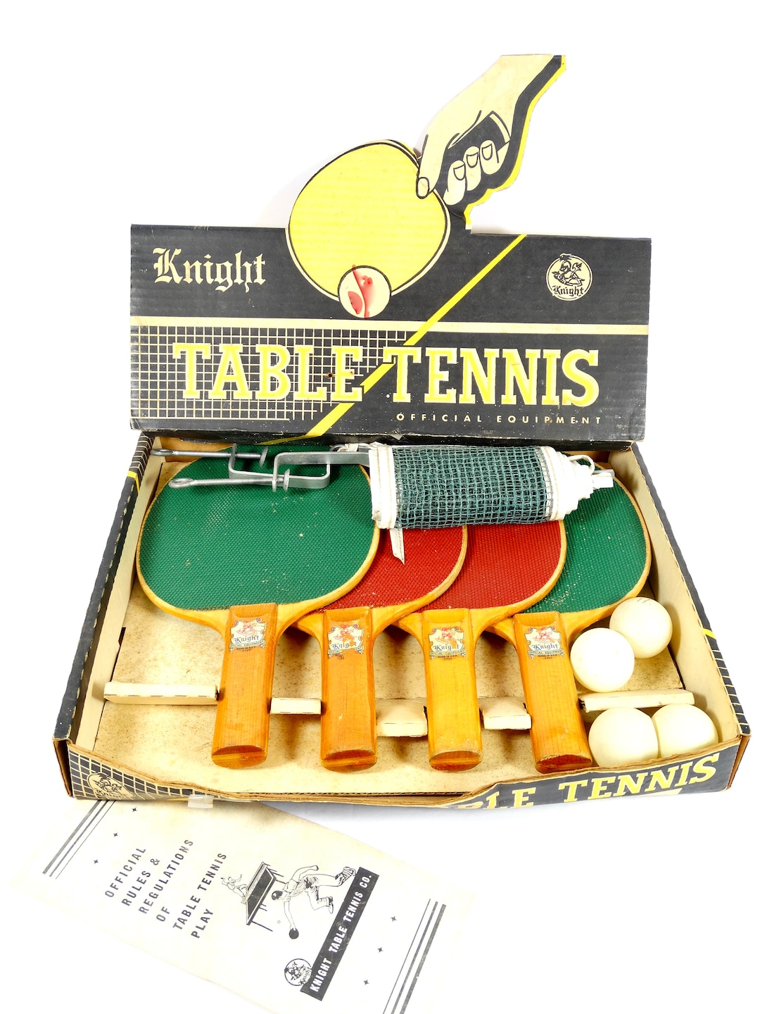 1960s Ping Pong Set COMPLETE Vintage Knight Table Tennis Boxed Set ...