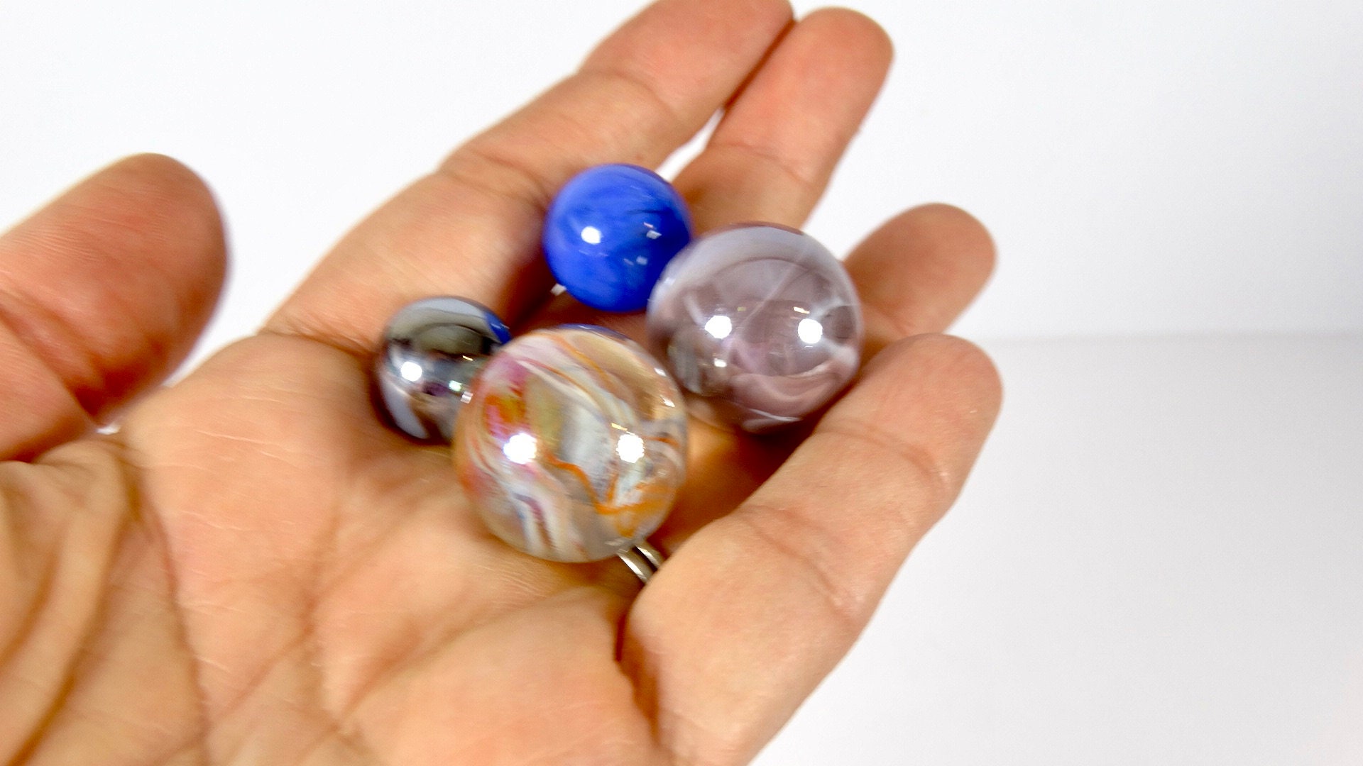 Vintage Iridescent Marbles Set of 4 Pretty Glass Marbles Vintage Glass ...