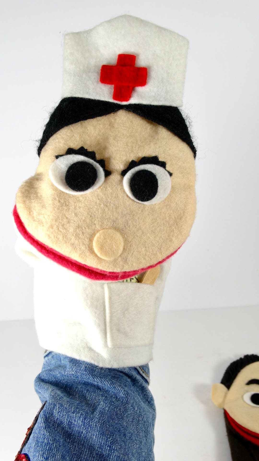 1970s Hand Puppets Nurse Puppet and Businessman Puppet 70s Hand Puppets ...