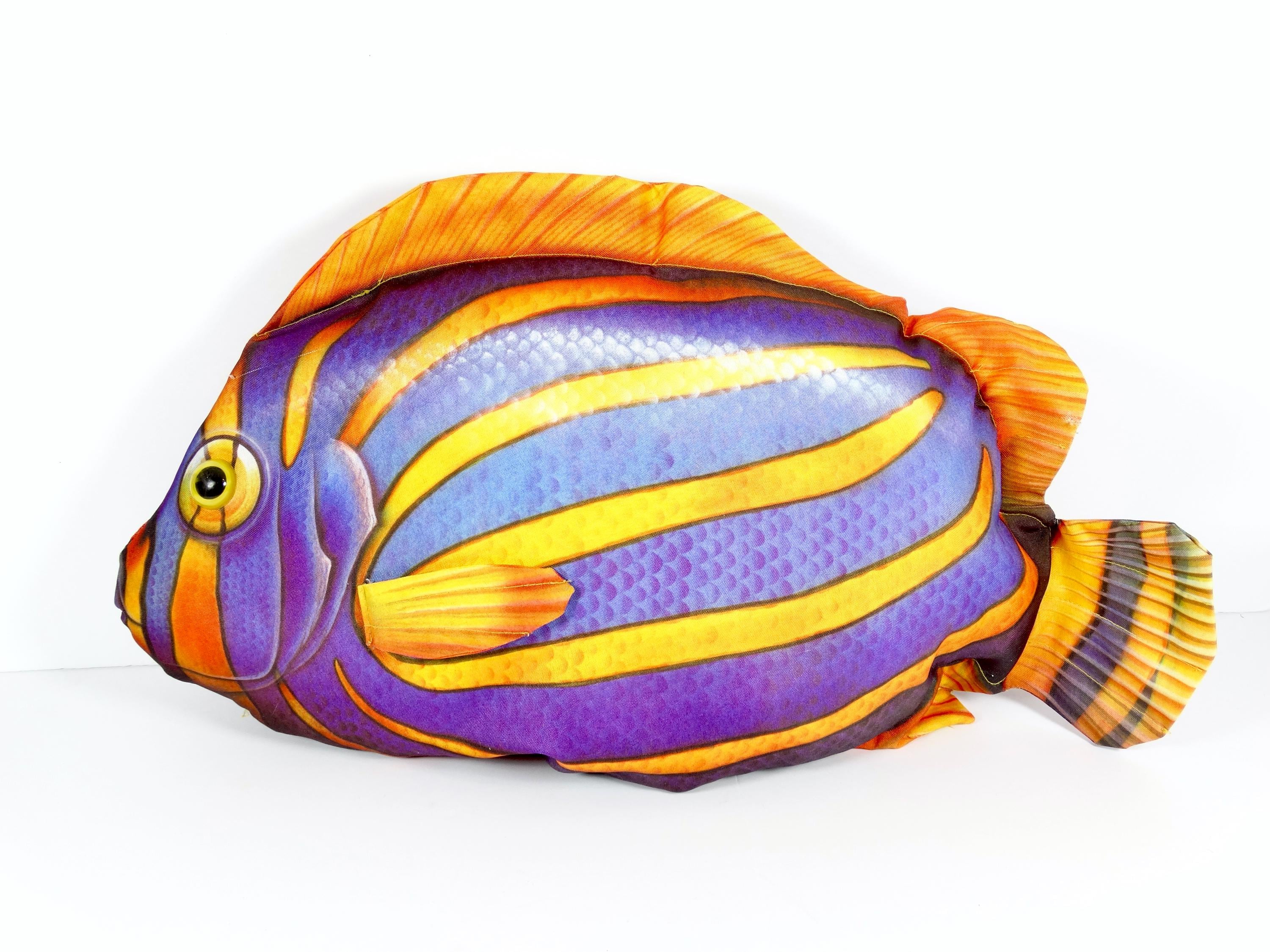 Giant Fish Pillow Tropical Fish Pillow Blue Ring Angelfish Pillow Scuba ...