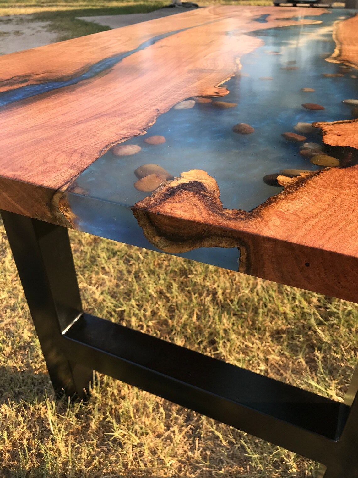 Mesquite River Dining Table W/ River Rocks - Etsy
